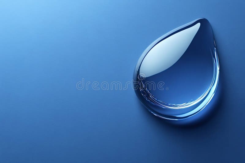 Big Water Drop Resting on Blue Background Stock Image - Image of fluid ...