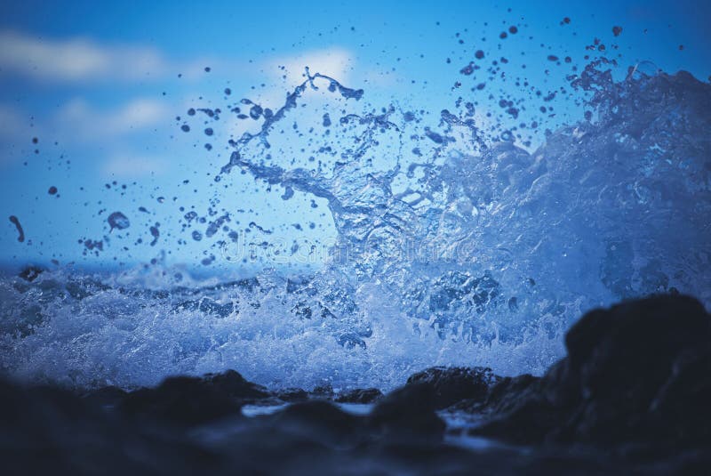 Big Water Splash on the Background of a Blue Sky Stock Image - Image of ...