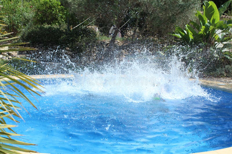 Big Water Splash in the Pool Stock Image - Image of swim, summer: 53136483
