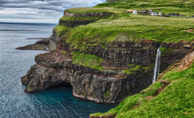 A Big Waterfall into the Atlantic Ocean Stock Image - Image of islands ...