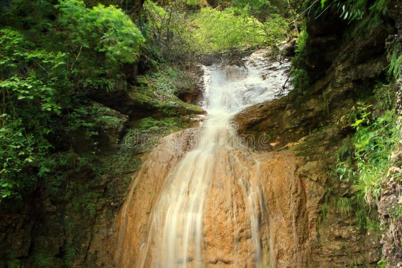 Big Waterfall in the Forest Stock Image - Image of flowing, cascade ...