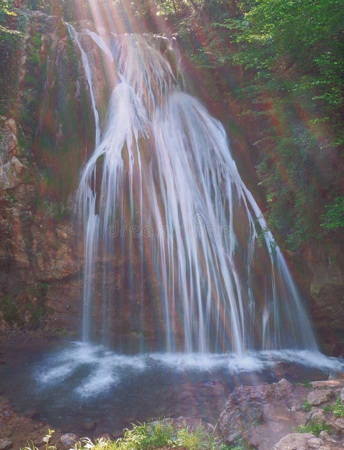 Big Waterfall at the Green Forest in Europe Stock Photo - Image of djur ...