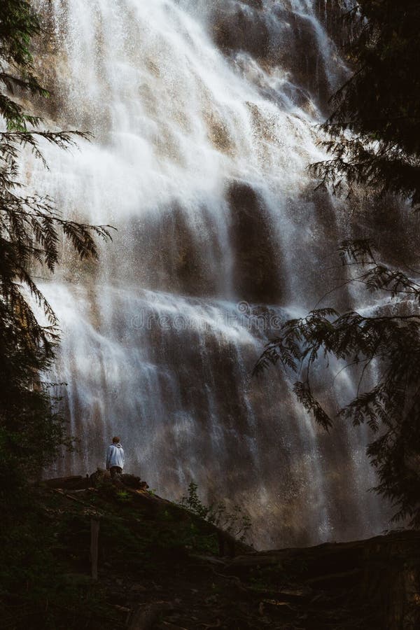 Big Waterfall in Green Forest on Sunny Day Stock Image - Image of wild ...