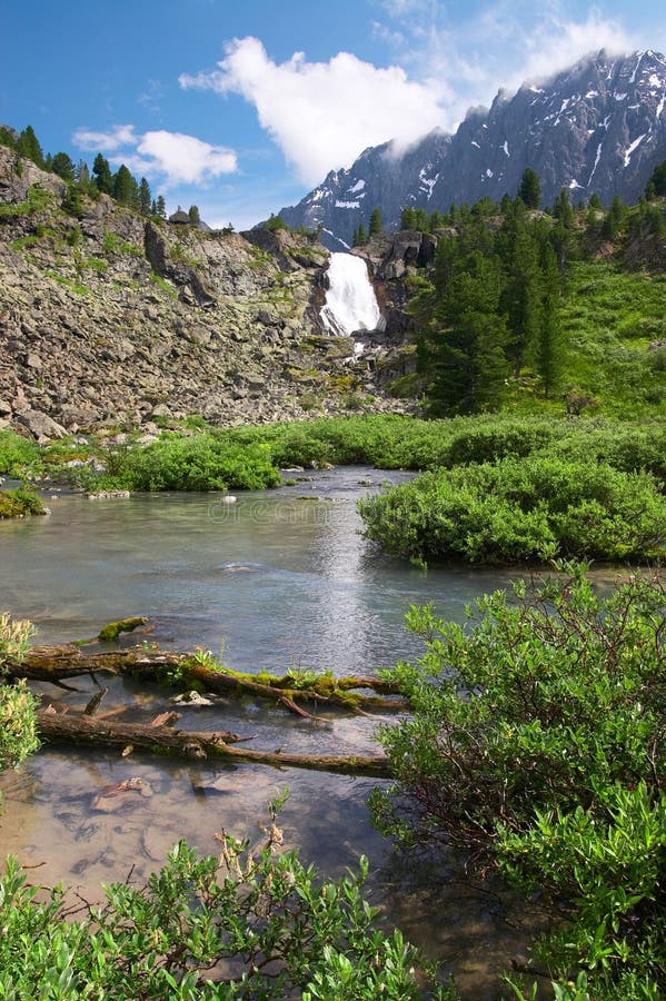 Big Waterfall And Mountain. Stock Photo - Image of side, daytime: 1079692
