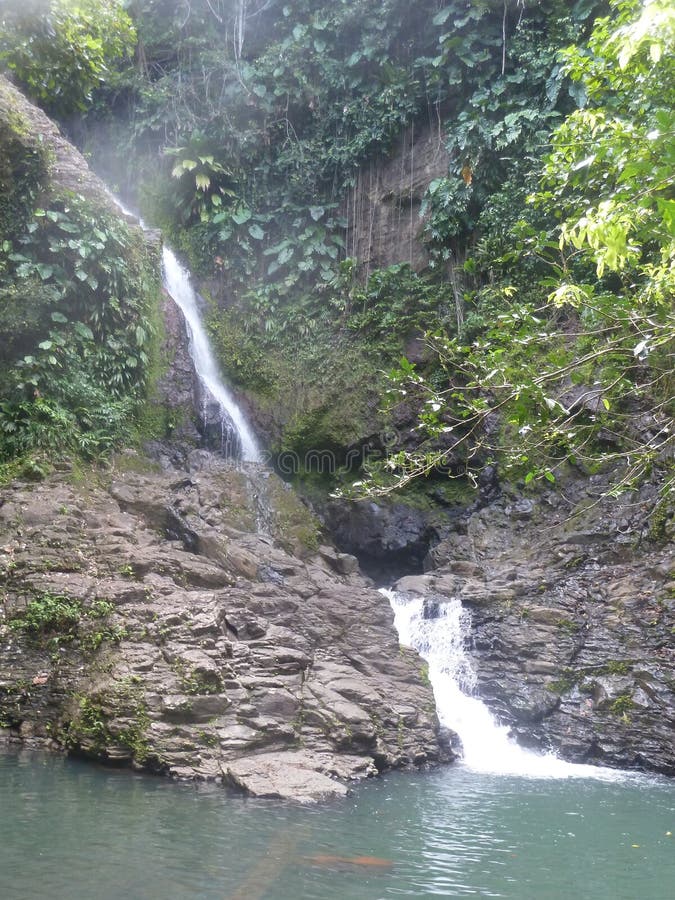A Big Waterfall in Tropical Vegetation Stock Photo - Image of river ...