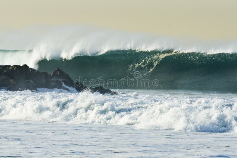 Big Wave Breaking Outside the El Port Jetty Stock Photo - Image of ...
