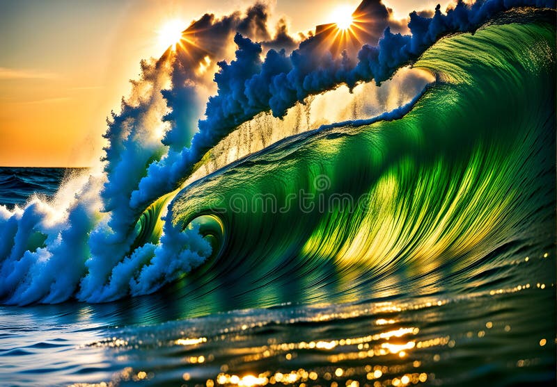 Big Wave Closeup in the Sunset Stock Photo - Image of surf, sunset ...