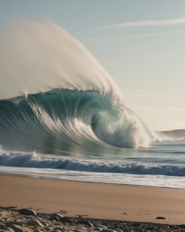Big Wave Crashing on the Shore during Summertime. Stock Image - Image ...