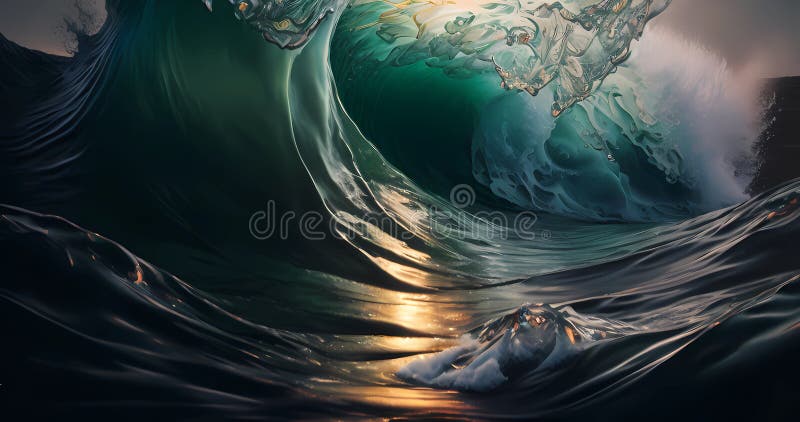 Big Wave in Motion for Nature Backdrop Stock Illustration ...