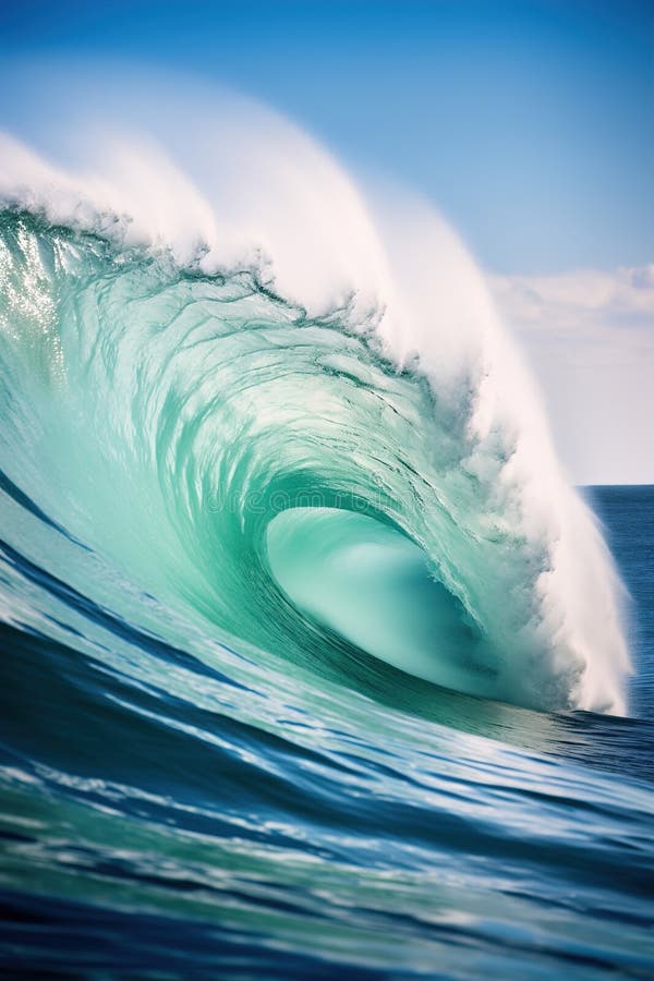 Big Wave in the Ocean Close Up. it Can Be Seen Inside the Wave. Stock Illustration ...