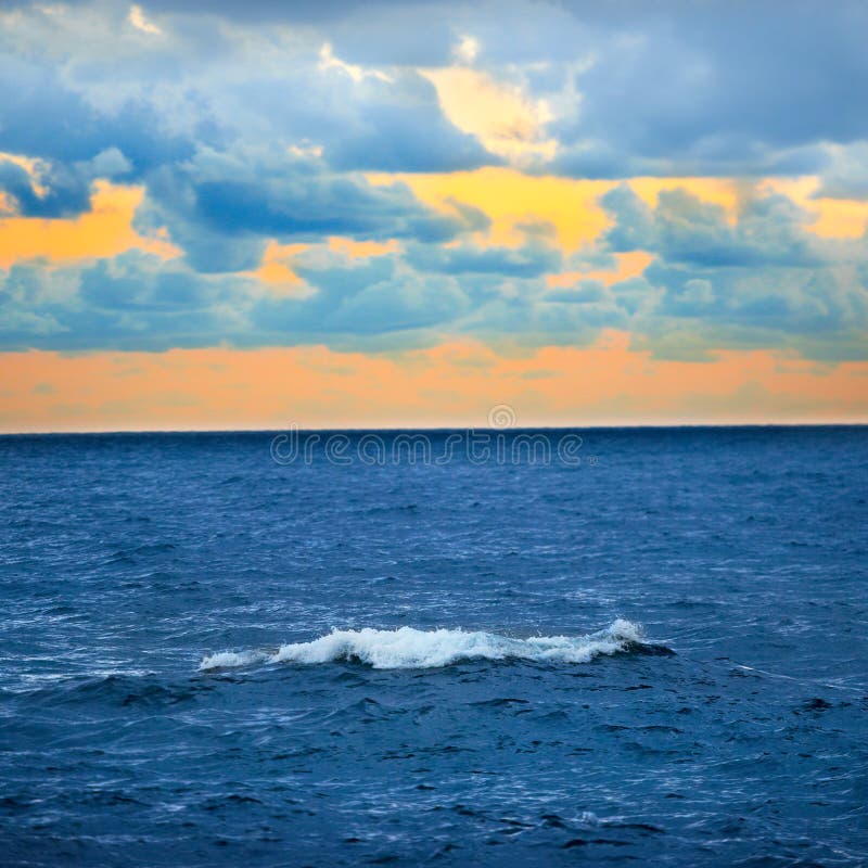 Big Wave Over Colorful Sunset Stock Image - Image of scenic, rough ...