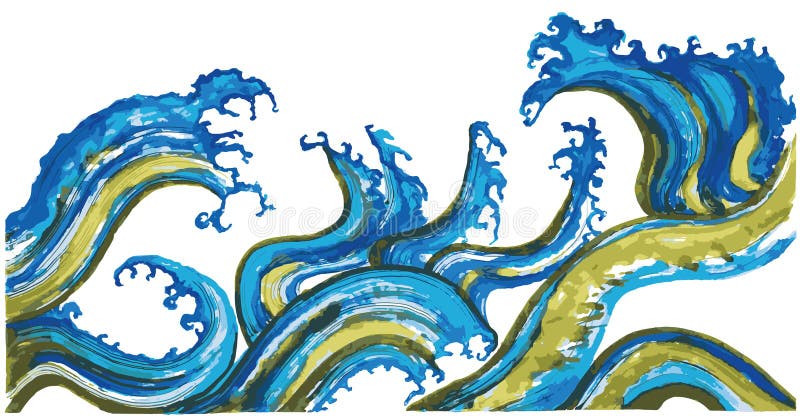 Big Wave. Sea Spray. Brush Stroke Illustration. Stock Illustration ...