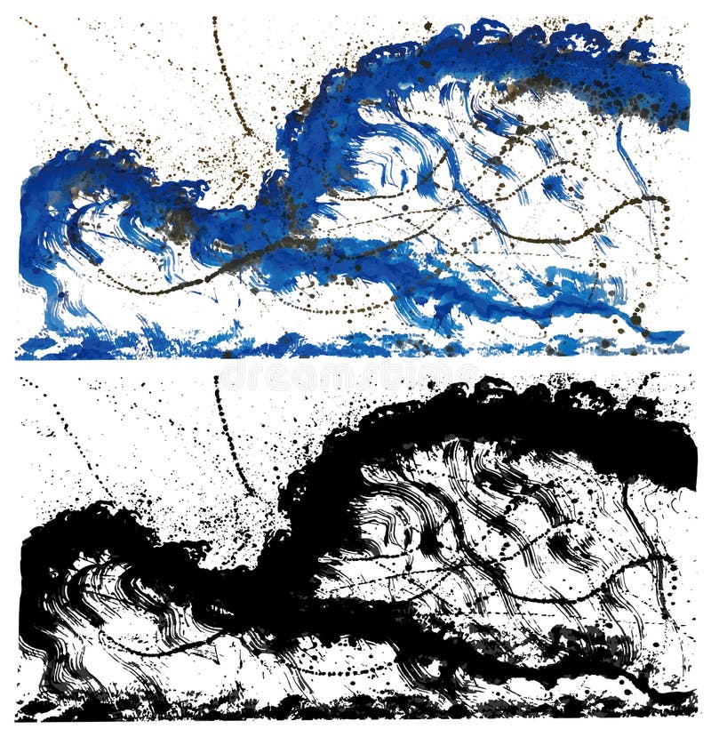 Big Wave. Sea Spray. Set of Brush Stroke Waves. Stock Photo - Image of ...