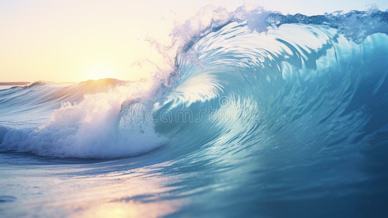 Big Wave at Sunset. Great Sea Wave. Light Bronze and Dark Blue. Stock ...