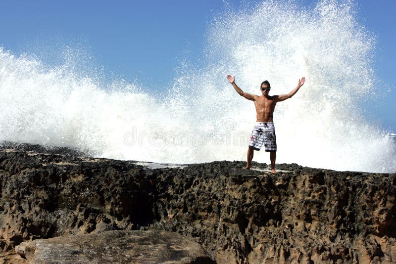 Man and waves stock photo. Image of handsome, foam, muscles - 12658614