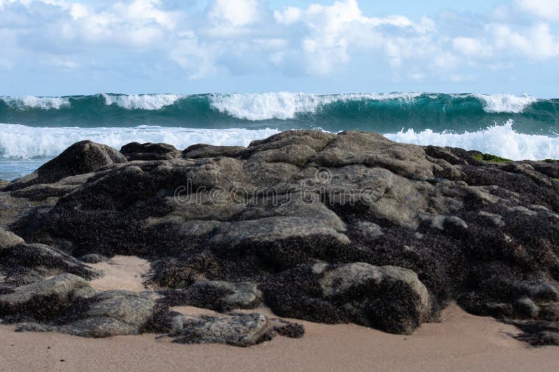 Big Waves Coming Towards the Rocks at the Seaside Stock Image - Image ...