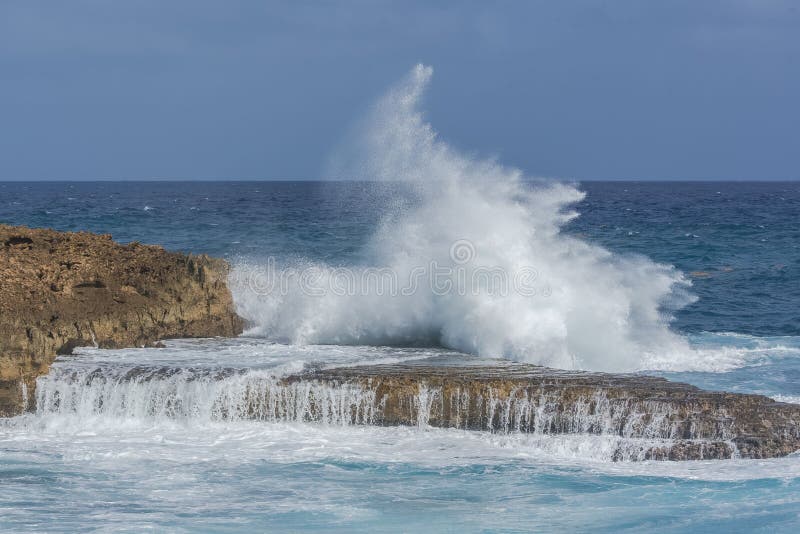 Big Waves Hitting the Rocks on the Island Stock Photo - Image of ...