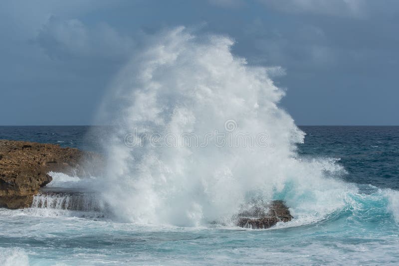 Big Waves Hitting the Rocks on the Island Stock Image - Image of ...