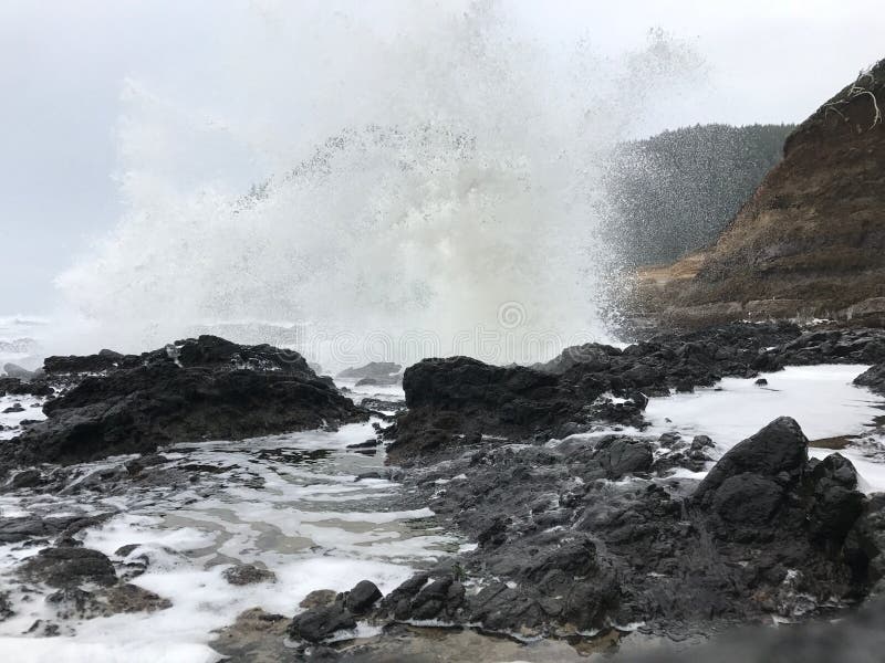 Big Waves Hitting the Rocks in the Shore Stock Image - Image of natural ...