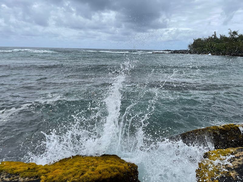 Big Waves Hitting the Rocks in the Shore Stock Photo - Image of rocks ...