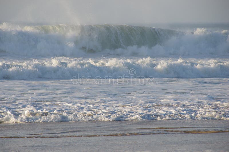 Big Waves of the Ocean Breaking on the Beach. Stock Image - Image of ...