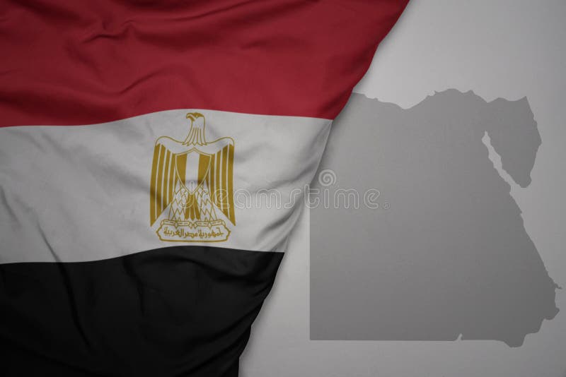 Big Waving National Colorful Flag and Map of on the Gray Background ...