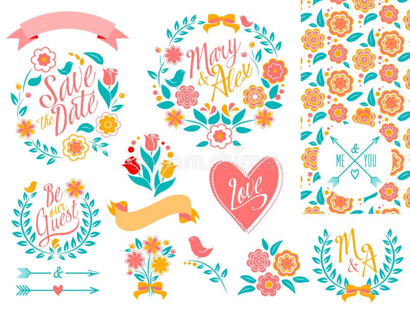 Set Of Wedding Graphic Elements With Arrows, Stock Vector ...