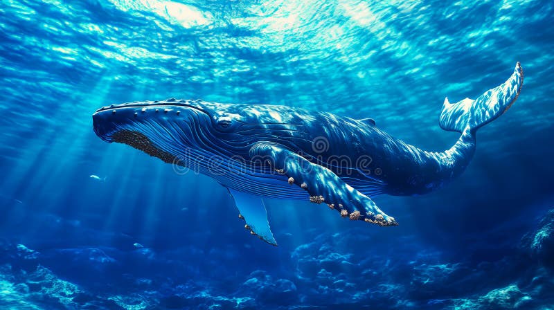 Big whale in the blue sea. stock photo. Image of whale - 332152940