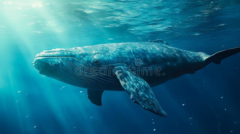 Big whale in the blue sea. stock image. Image of tropical - 332152971