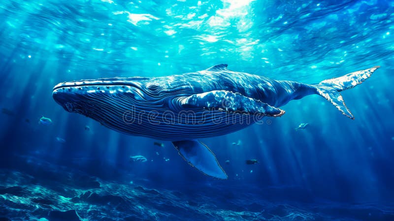 Big whale in the blue sea. stock image. Image of life - 332153095