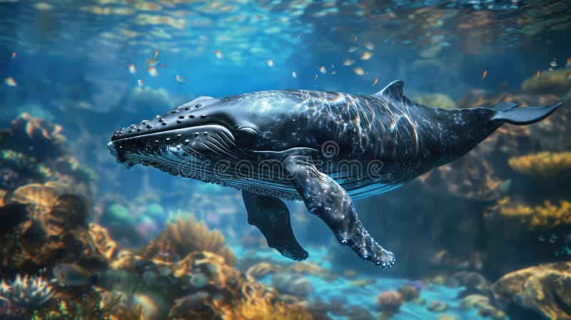 Big Whale in the Ocean. Selective Focus Stock Image - Image of humpback ...