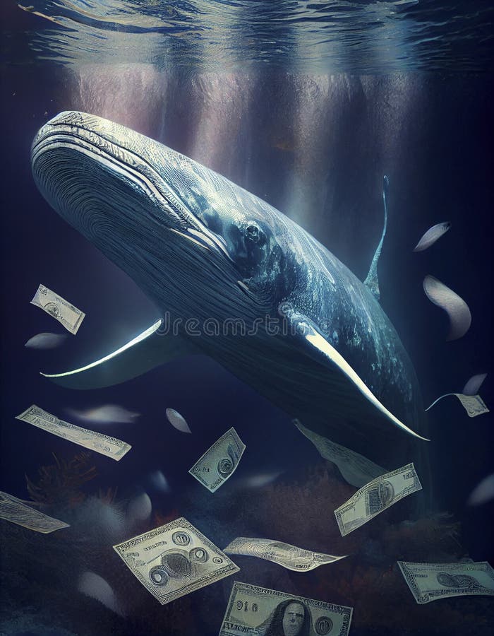 A Big Whale Swims Underwater. Generative AI Stock Illustration ...