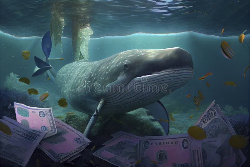 A Big Whale Swims Underwater. Generative AI Stock Illustration ...