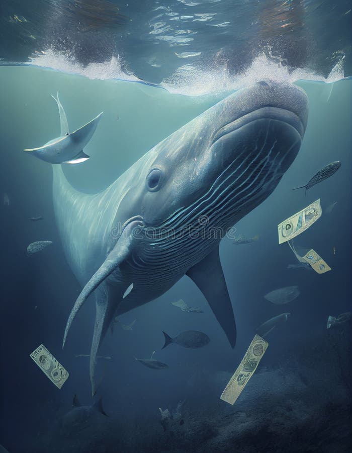 A Big Whale Swims Underwater. Generative AI Stock Illustration ...