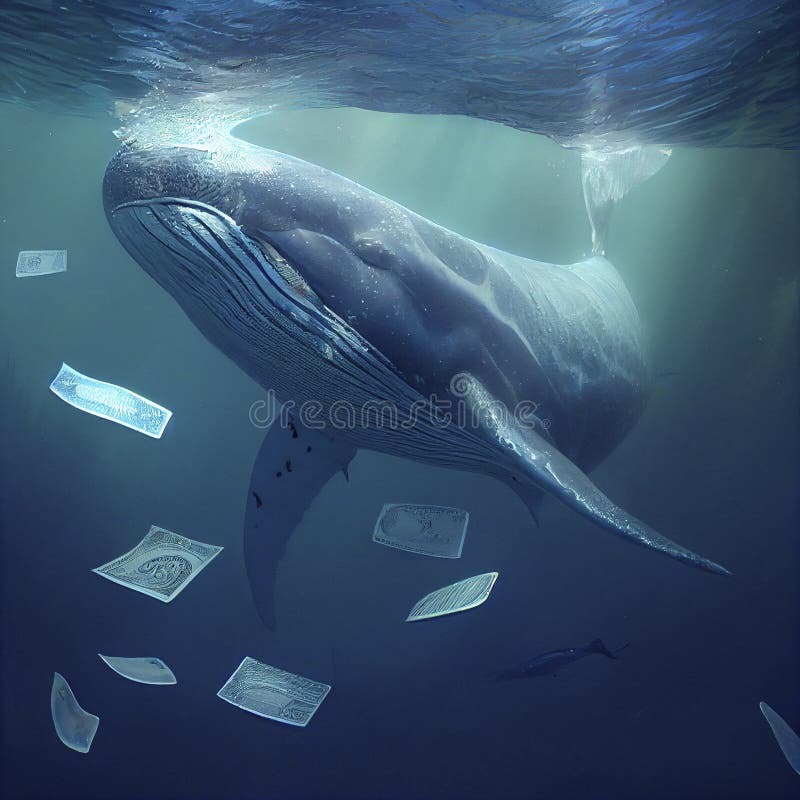 A Big Whale Swims Underwater. Generative AI Stock Illustration ...