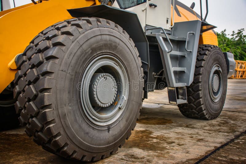 Closeup Photo of Big Wheel of Loader Stock Image - Image of tire ...
