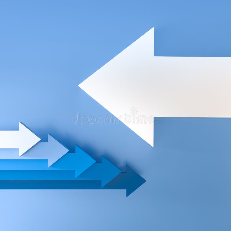 Big White Arrow Going Opposite Direction from Group Blue Stock ...