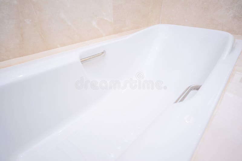Big White Bathtub in Shower Room Stock Image - Image of bath, room ...