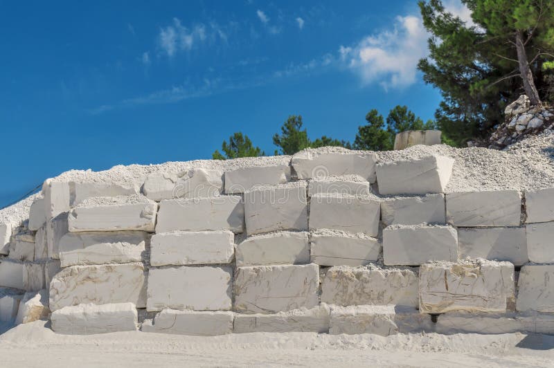 Big White Blocks of Raw Marble in a Quarry in Greece Stock Photo ...