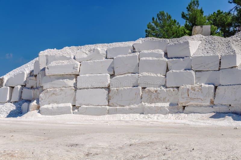 Big White Blocks of Raw Marble in a Quarry in Greece Stock Photo ...