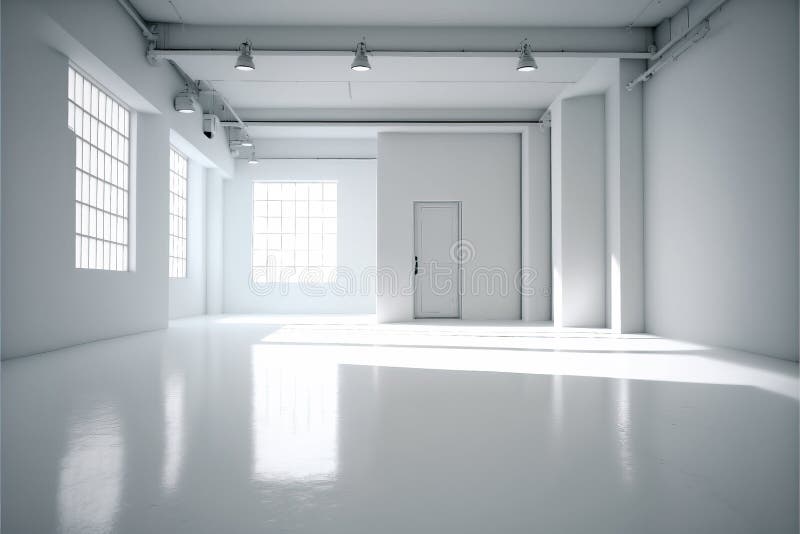 Big White Clean Studio Room with Windows, Ai Generated Stock ...