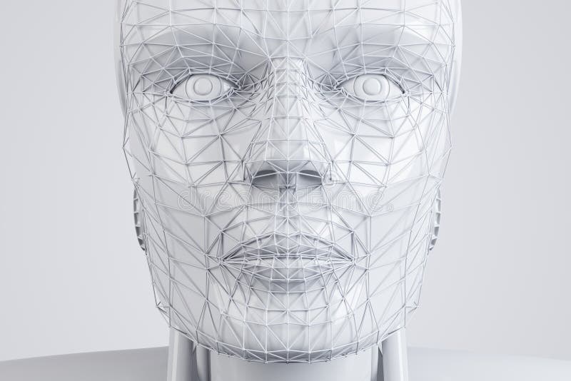 Big White Computer Face, Full Face with Lines, AI Concept Stock ...