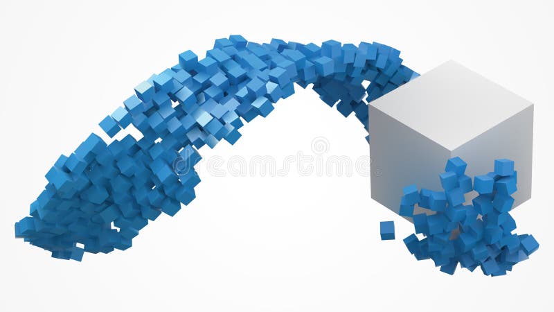 Big White Cube And Small Cubes Flow. 3d Style Vector Illustration ...