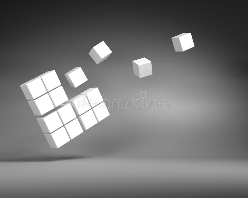 Big White Cube of Small Cubes on Gray Background Stock Illustration ...