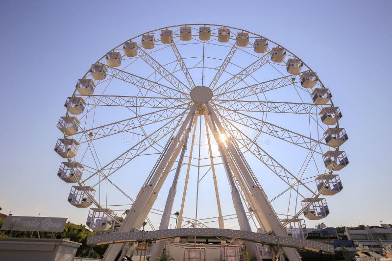 Big White Ferris Wheel in Cannes Editorial Image - Image of blue ...