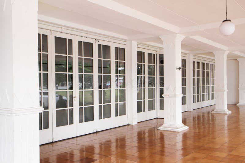Big White French Doors. Interior Columns in Corridor - Backdrop Photo ...