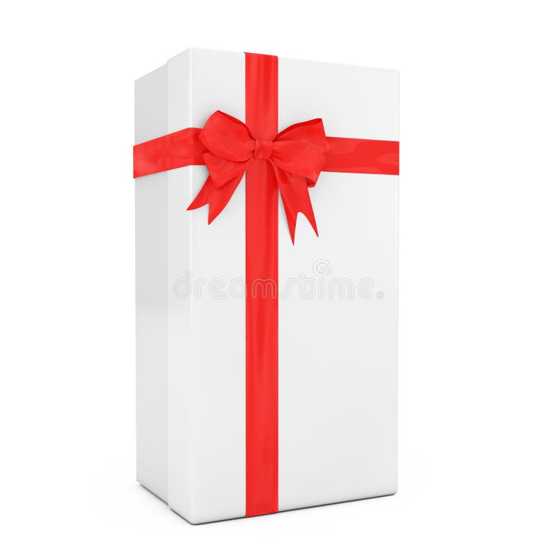 White Gift Box with Big Red Holiday Bow Stock Illustration ...