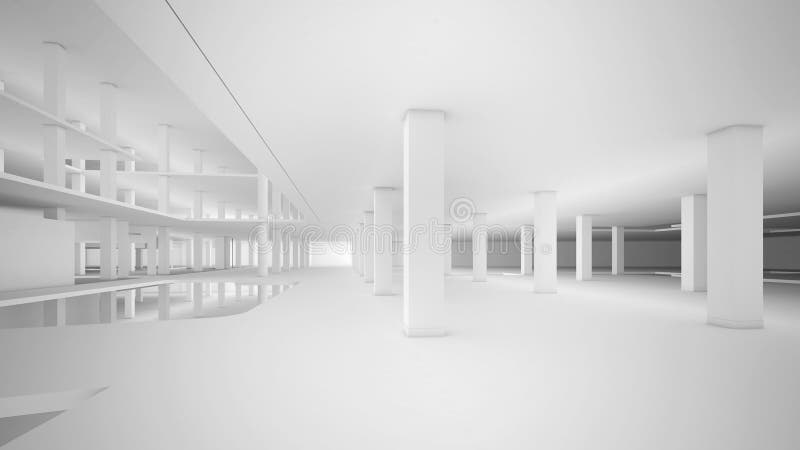 Big, White, Glistening Building Hall ,Area for Structural Work ,large ...
