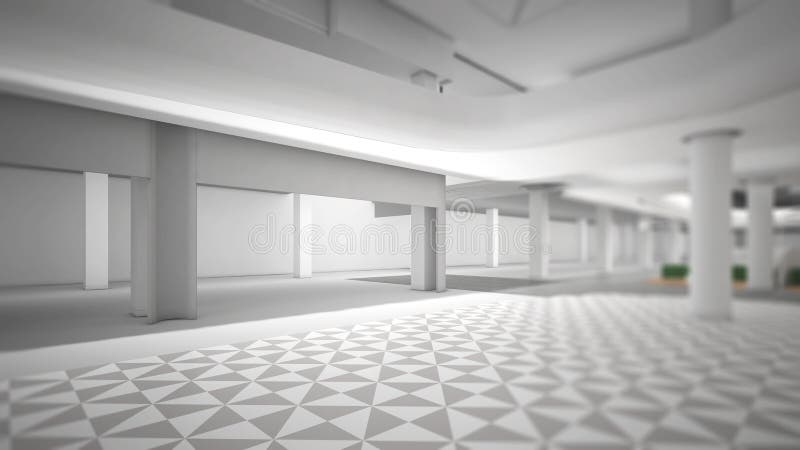 Big, White, Glistening Building Hall ,Area for Structural Work ,large ...