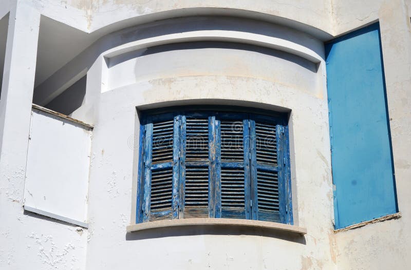 Big White House with Blue Windows Stock Photo - Image of blue, estate ...